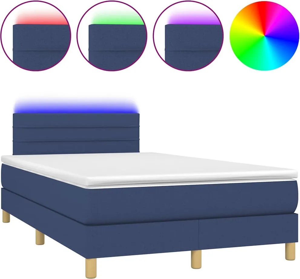 Box spring postel s matrací a LED modrá 120 x 200 cm textil 3133787