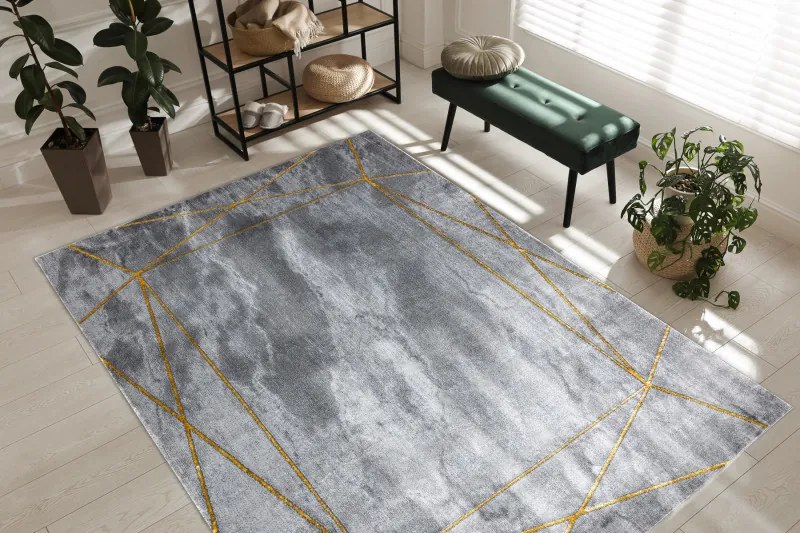 Dywany Łuszczów, Kusový koberec Emerald 1022 grey and gold, 240x330, šedá, chodba / předsíň