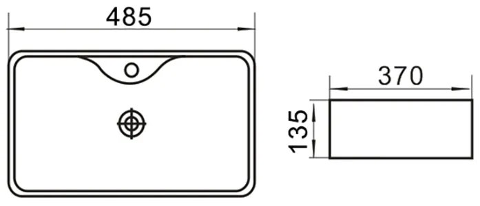Erga Ryann, umyvadlo na desku 485x370x135 mm, bílá lesklá, ERG-V03-YT-037-WH