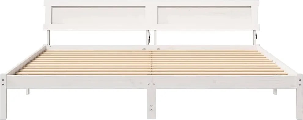 Rám postele s čelo Bílá 200 x 200 cm Masivní borové dřevo 3385746