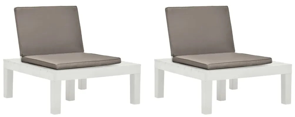 Zahradní lenošky s poduškami 2 ks plast bílé 3054424