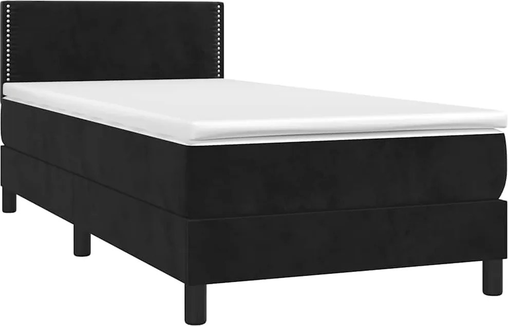 Box spring postel s matrací černá 100x200 cm samet 3141229