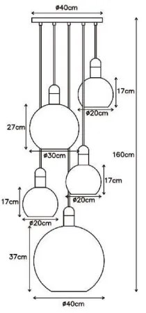 Lucide 34438/05/65 - Lustr na lanku JULIUS 5xE27/25W/230V
