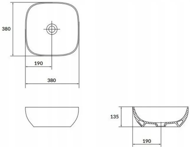 Cersanit Larga, umyvadlo na desku 38x38x13, 5 cm, červená matná, K677-060