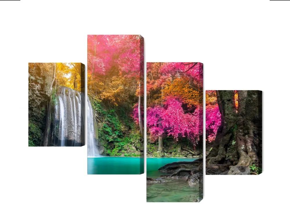 Vícedílný obraz Krásný Lesní Vodopád Nedostatek Nedostatek Plátno Canvas 120x75