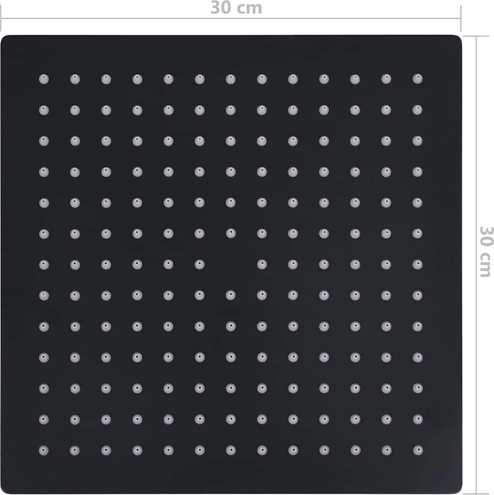 Dešťová sprchová hlavice nerezová ocel 30x30 cm čtvercová černá 147697