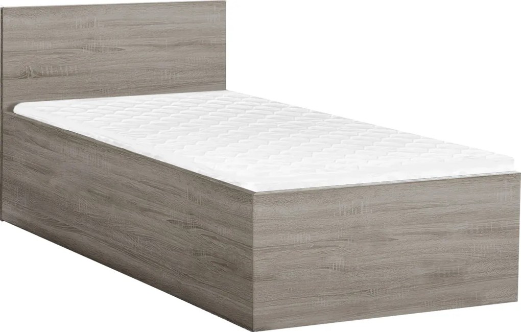 Postel SOFIA 90 x 200 cm, dub lanýž Matrace: Matrace Sommera 18 cm, Rošt: S laťkovým roštem