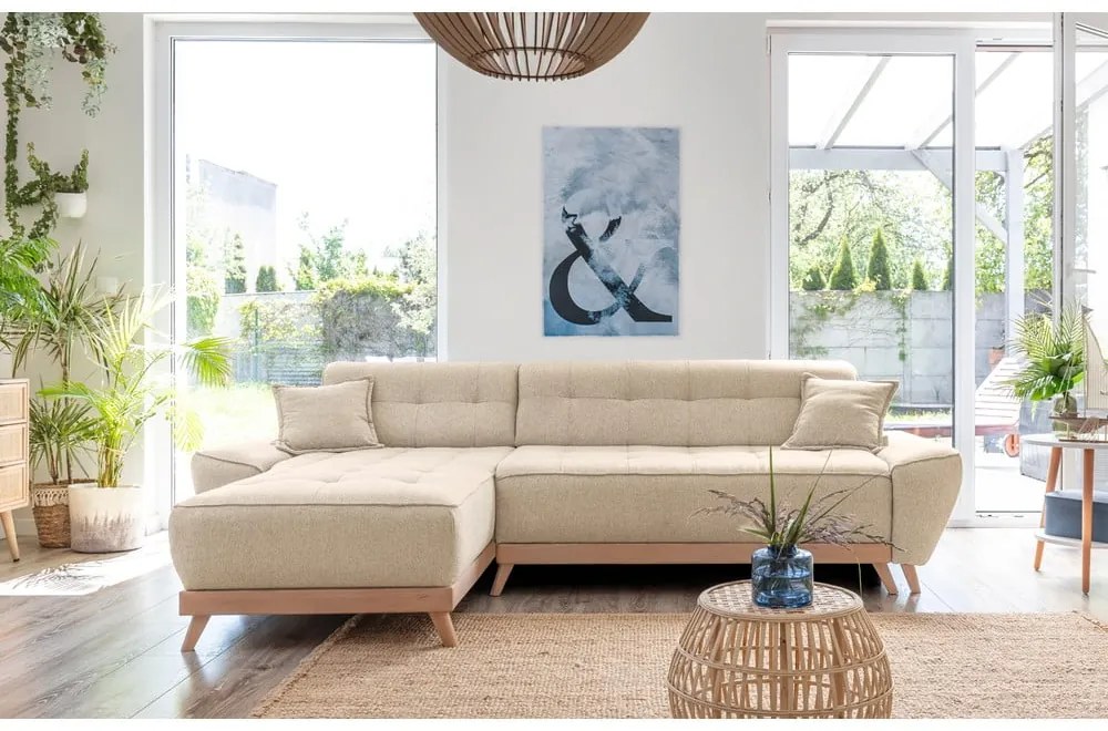 Béžová rozkládací/s úložným prostorem rohová pohovka Dazzling Daisy - II. jakost – Miuform