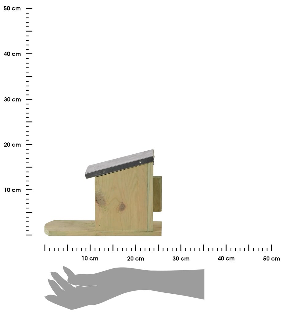 Krmítko pro veverky Ema, 19x12,5x25,5 cm, dřevo/kov, hnědá