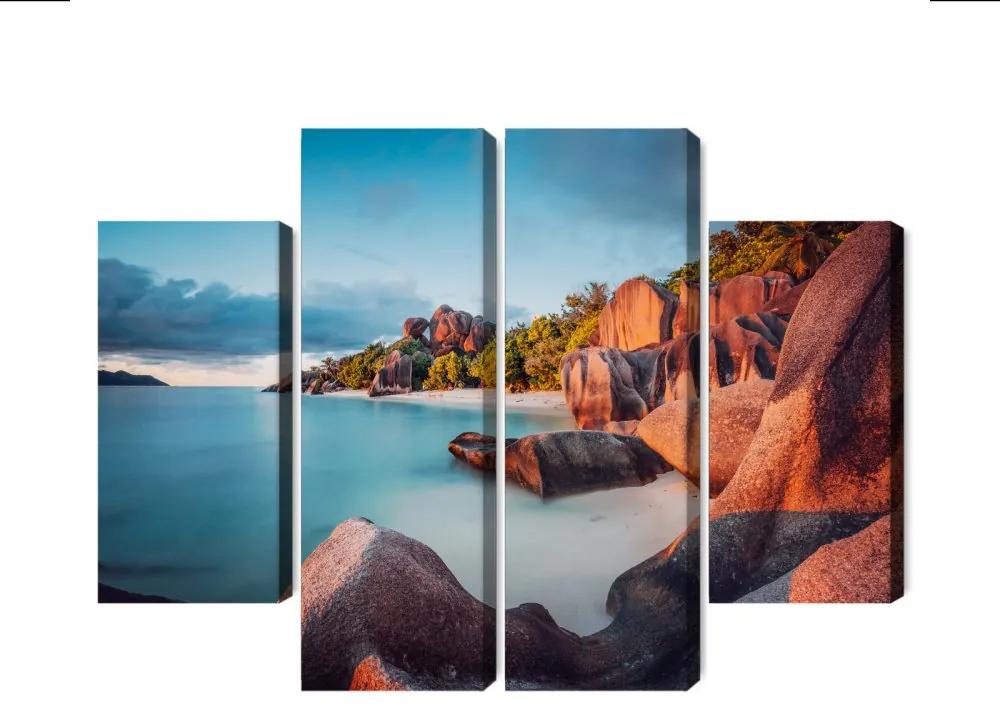 Vícedílný obraz Pláž Na Seychelách Nedostatek Nedostatek Přírodní plátno 160x120