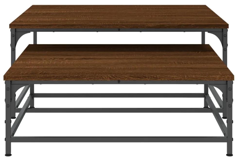 Hnízdové konferenční stolky 2 ks hnědý dub kompozitní dřevo - Default Title