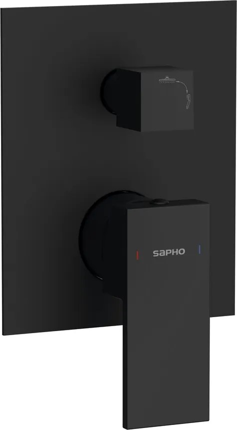Sapho CUBEMIX podomítková sprchová baterie 2 výstupy černá mat CM042B
