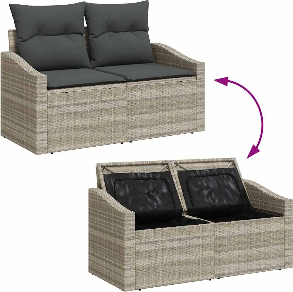 Set pohovek 6 ks Světlá šedá a tmavá šedá polyratan 3355271