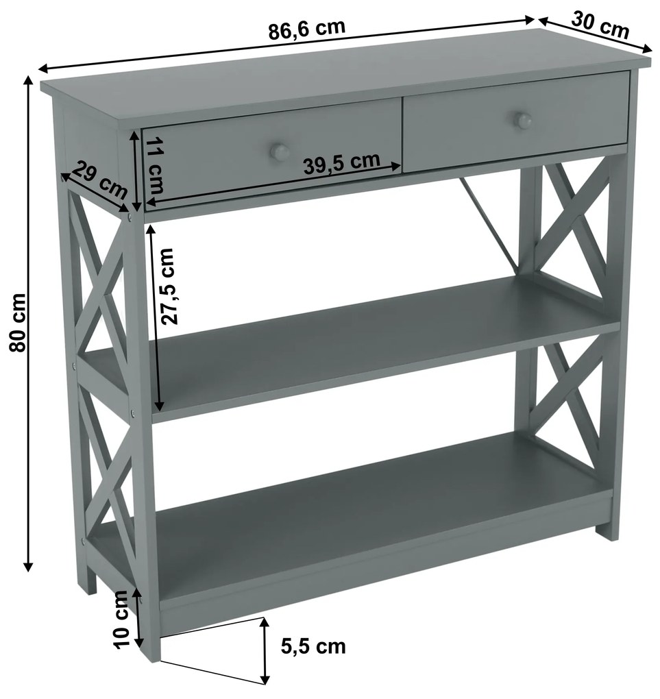 Konzolový stolek LOMIR MDF lak šedý mat