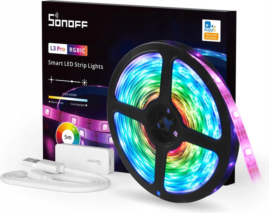 Sonoff L3 Pro Inteligentní Wifi Led Pásek 5M 10W Rgb Sada Led 150 Diod