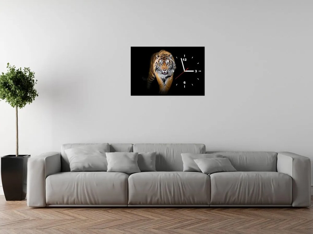 Gario Obraz s hodinami Silný tygr Rozměry: 60 x 40 cm