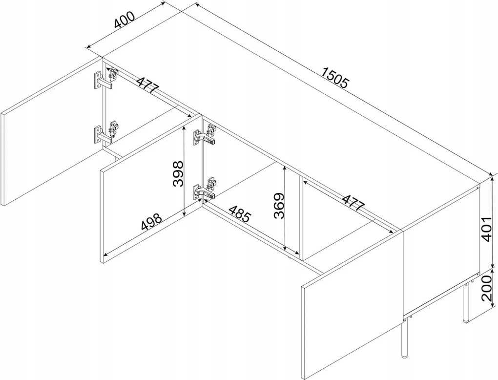 TV stolek Siena 150 cm černý