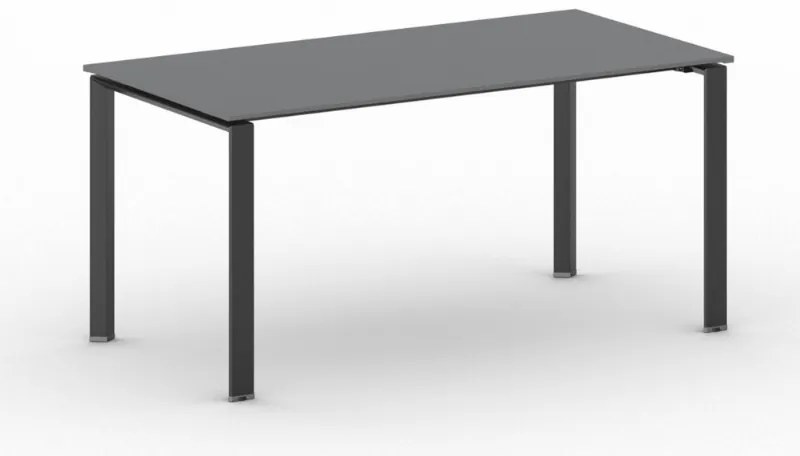 Jednací kancelářský stůl PRIMO INFINITY, 160x80 cm, černá podnož, grafit