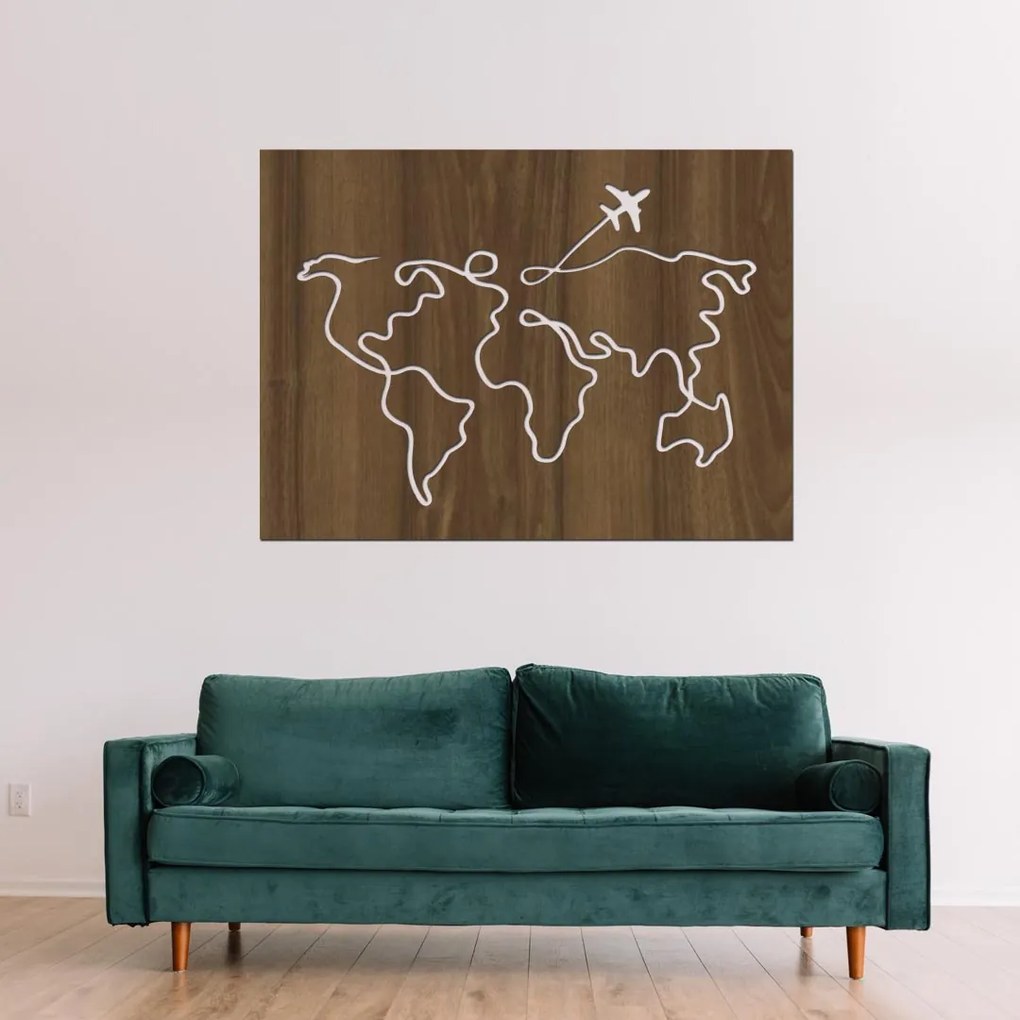 dřevo života Dřevěná mapa světa CESTA Barevný vzor: Černá, Velikost map: 80x59