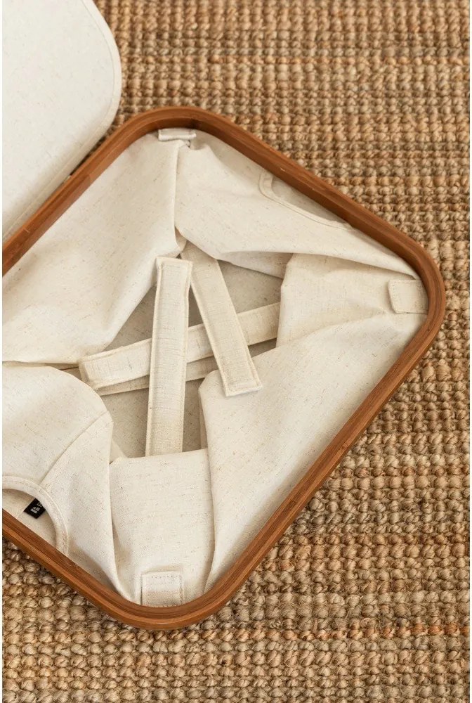 Krémový látkový úložný box s víkem 40,5x33x30 cm Bamboo/Linen – Bigso