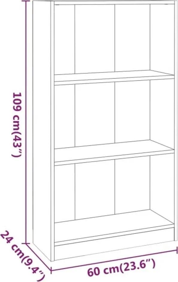 vidaXL 3patrová knihovna 60 x 24 x 109 cm kompozitní dřevo [815088] Barva: Bílá