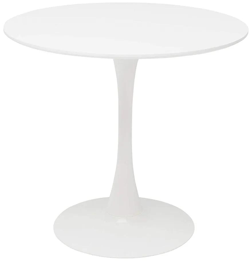 Jídelní stůl, kulatý, bílá matná, průměr 80 cm, REVENTON