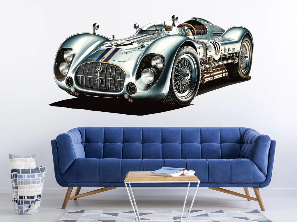 Auto veterán sporťák textilní přelepitelná samolepka na zeď arch 45 x 22 cm
