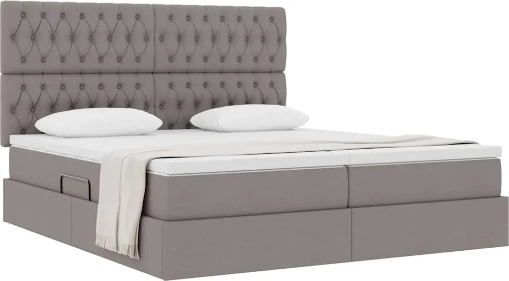 Postel s úložným prostorem s čelo Taupe 180 x 200 cm Textil 3372212