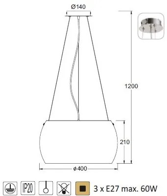 ACA DECOR Závěsné svítidlo PONTIAC 3x60W/E27/230V/IP20, čirá barva