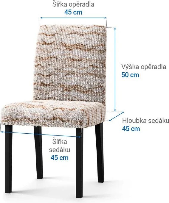 Bielastické potahy OCEANO NOVÉ béžové židle s opěradlem 2 ks (45 x 45 x 50 cm)