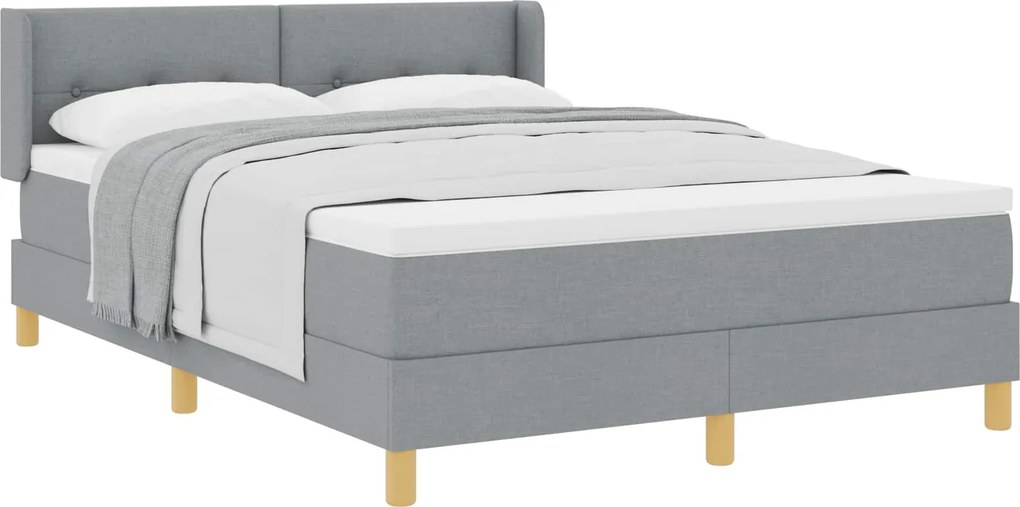 Postel s boxspringem s čelo Světle šedá 200 x 160 cm textil 3341300