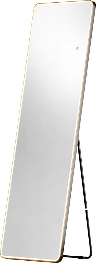Mereo, Mereo Zrcadlo hranaté 500x1700 mm, LED osvětlení, závěsné i stojaté, černý rám, MER-CN188