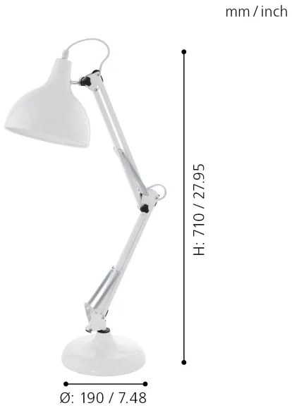 Eglo 94699 - Stolní lampa BORGILLIO 1xE27/40W/230V