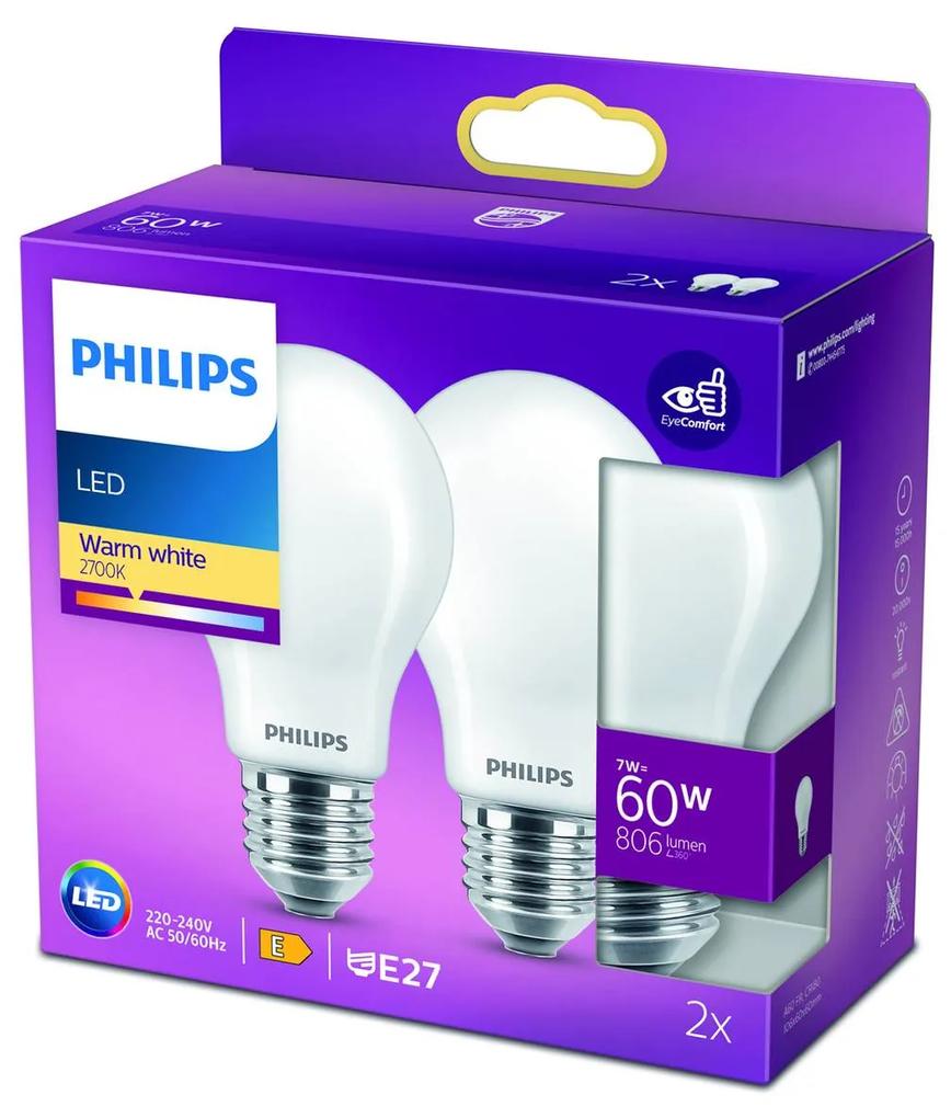 Philips LED žárovka E27 7W 2 700K opál 2ks