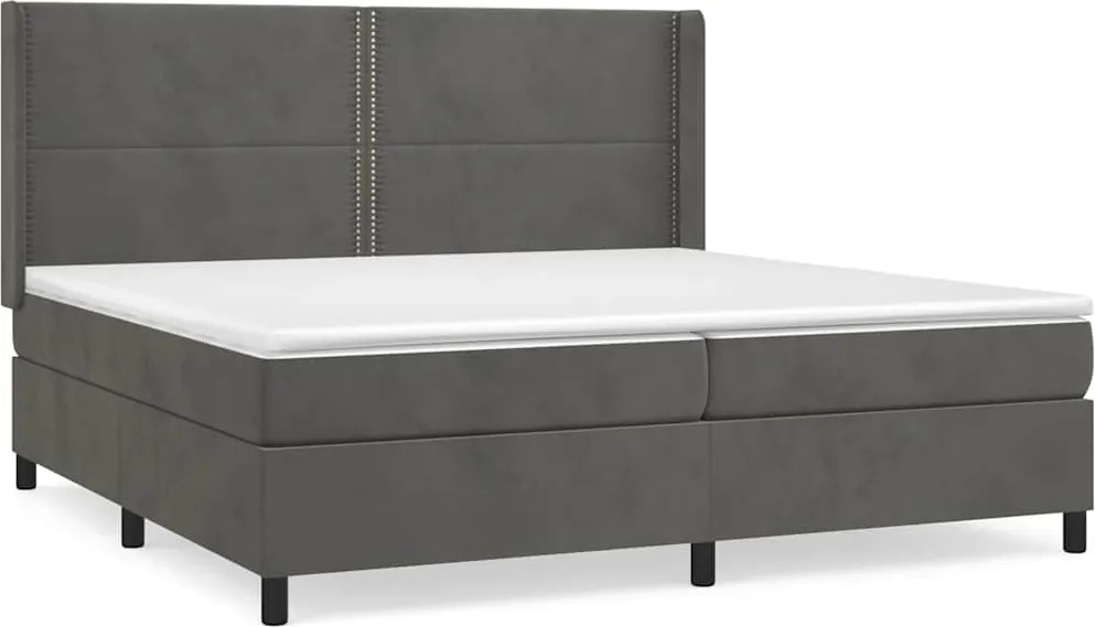 Box spring postel s matrací tmavě šedá 200x200 cm samet 3132640