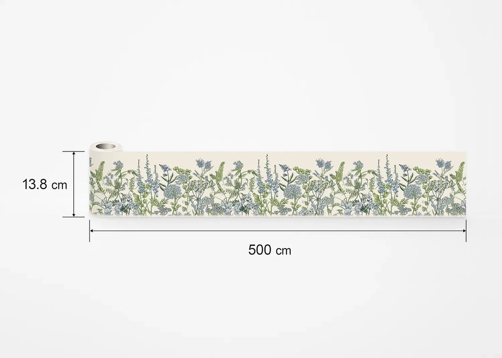Samolepící bordura na zeď Květy Vikve na Béžové | 5 m x 13.8 cm | DWB8529