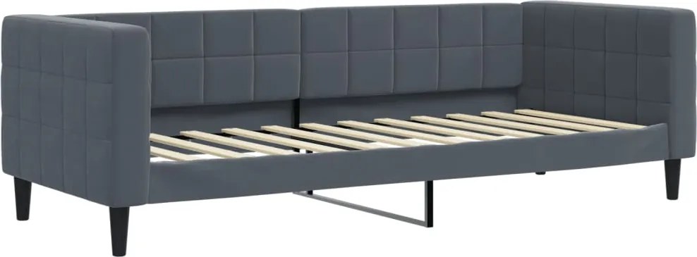 Válenda s přistýlkou a matracemi tmavě šedá 80 x 200 cm samet 3196709