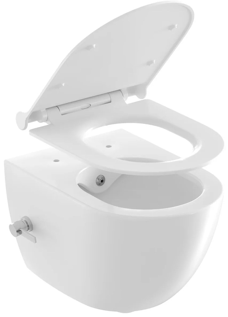 Ravak WC bidet Uni Chrome RimOff závěsný 36 x 51 x 35 cm integrovaná baterie a bidetová sprška bílá X01912