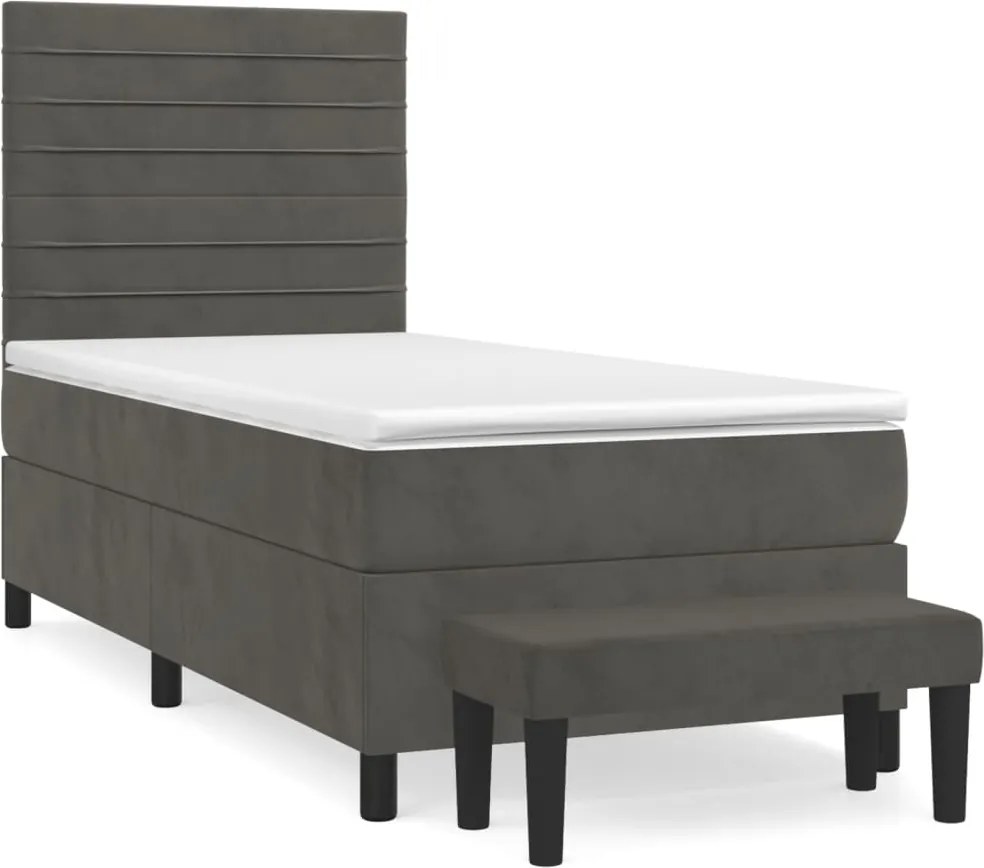 Box spring postel s matrací tmavě šedá 100x200 cm samet 3137888
