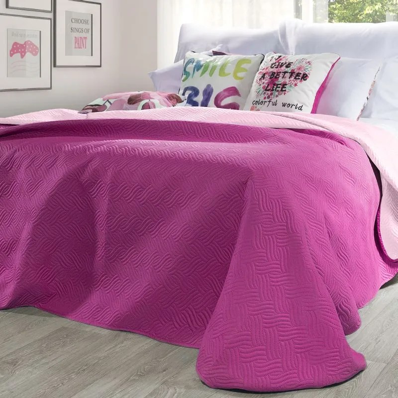 Přehoz na postel MANU 220x240 cm tmavě růžová/světle růžová Mybesthome