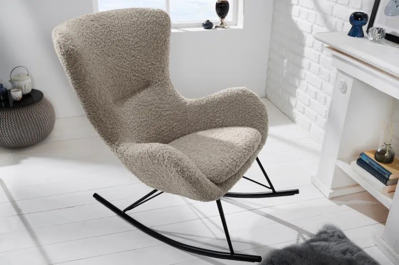 Noble Home Šampaňské plyšové houpací křeslo Scandinavia Swing