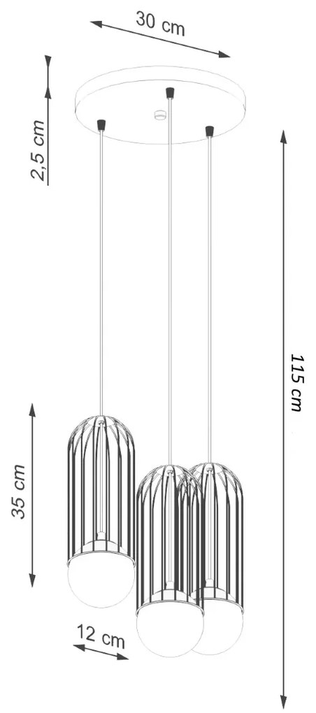 Závěsné svítidlo Brina, 3x skleněné/bílé kovové stínítko,