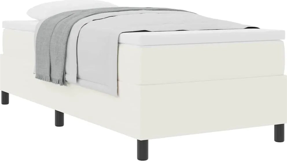 Postel s boxspringem Krémová a bílá 80 x 200 cm Žebrovaná látka 3337434