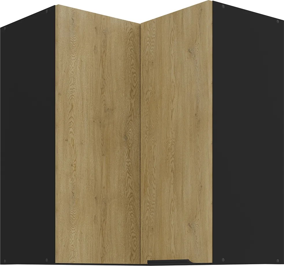 CREMONA cc | horní kuchyňská skříňka 60x60 GN-72 2F (90°) rohová s policemi | 60x60 cm | černá/cremona