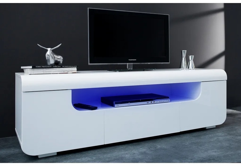 Inviro TV stolek GALION 150 cm bílá + LED osvětlení