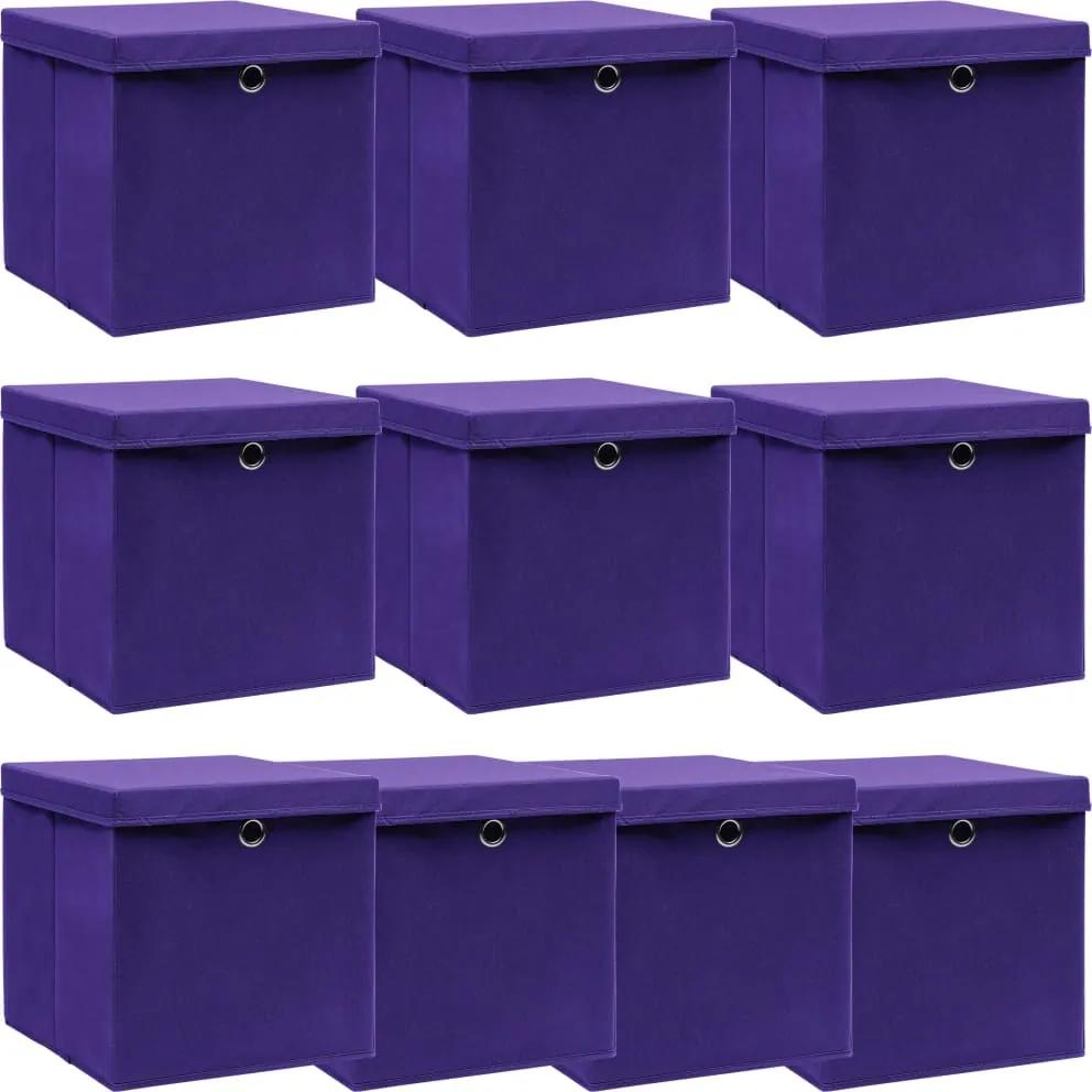 vidaXL Úložné boxy s víky 10 ks bledě modré 32 x 32 x 32 cm textil [288352] Barva: bílá s víky