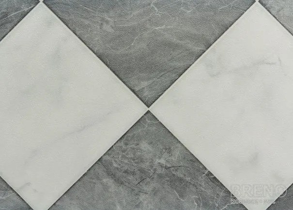 Breno PVC SMARTEX Holywell 097L - šedo-bílá dlažba, šíře 100 cm