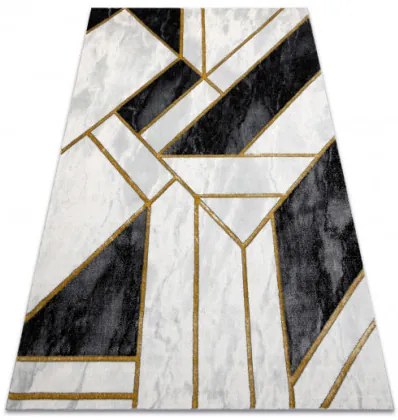 Koberec EMERALD exkluzivní 1015 glamour, styl marmur, geometrický černý/zlatý