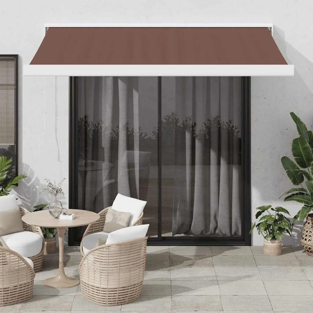 Ručně zatahovací markýza hnědá 350 x 250 cm 3215719