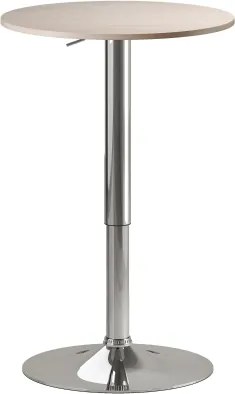 HOMCOM výškově nastavitelný barový stůl s funkcí 360° otočení, kulatá noha, vysoký stůl do kuchyně/jídelny Ø60x67-93 cm Přírodní
